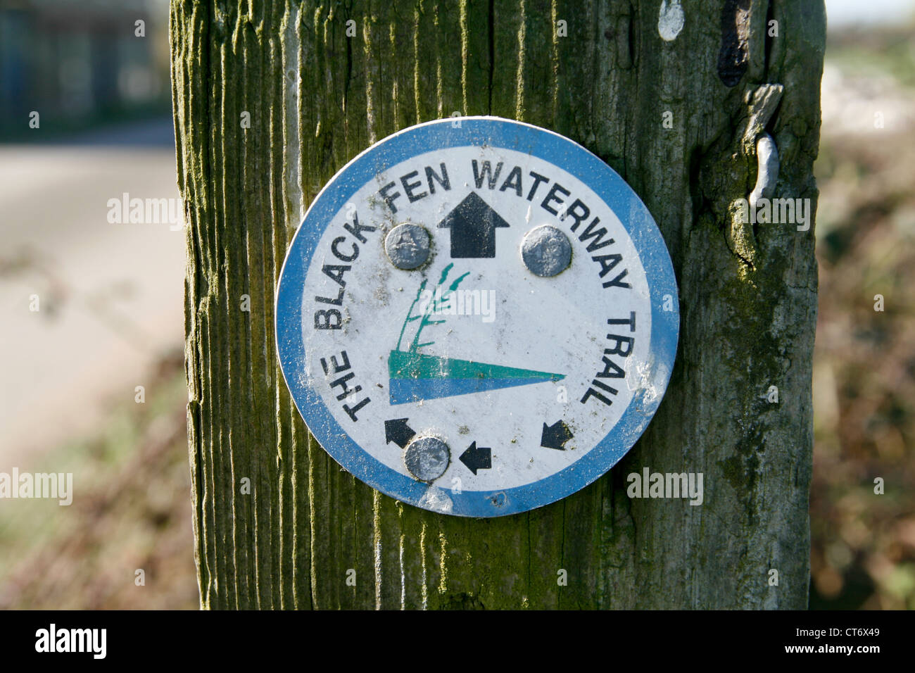Black Fen Waterways Trail waymark Stretham Cambridgeshire England UK ...