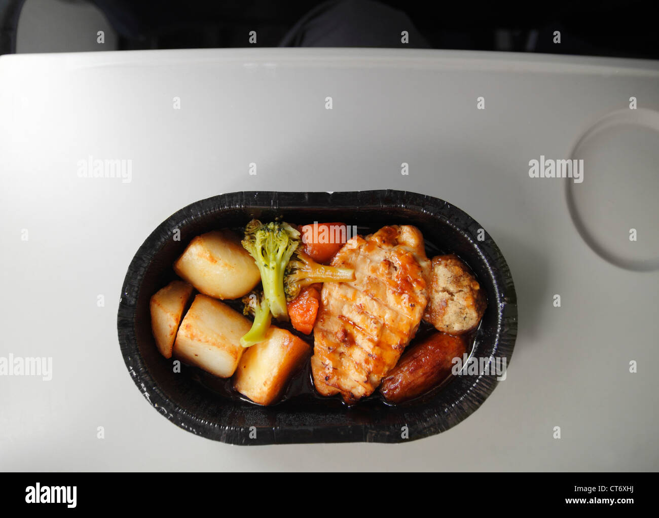 Airline in flight meal on Thomas Cook charter flight Stock Photo - Alamy