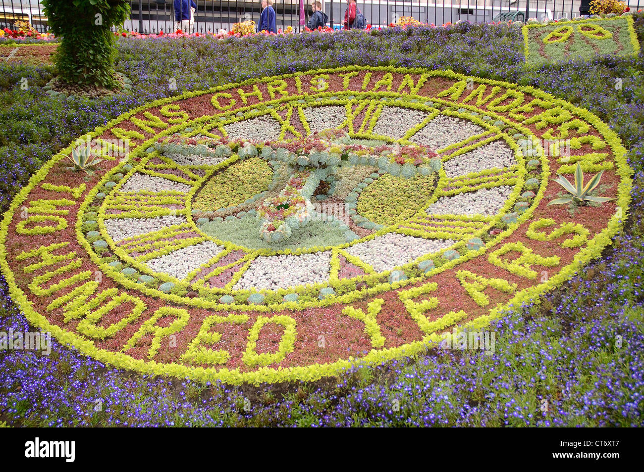A view of the Floral Clock in Edinburgh's Princes Street Gardens Stock ...