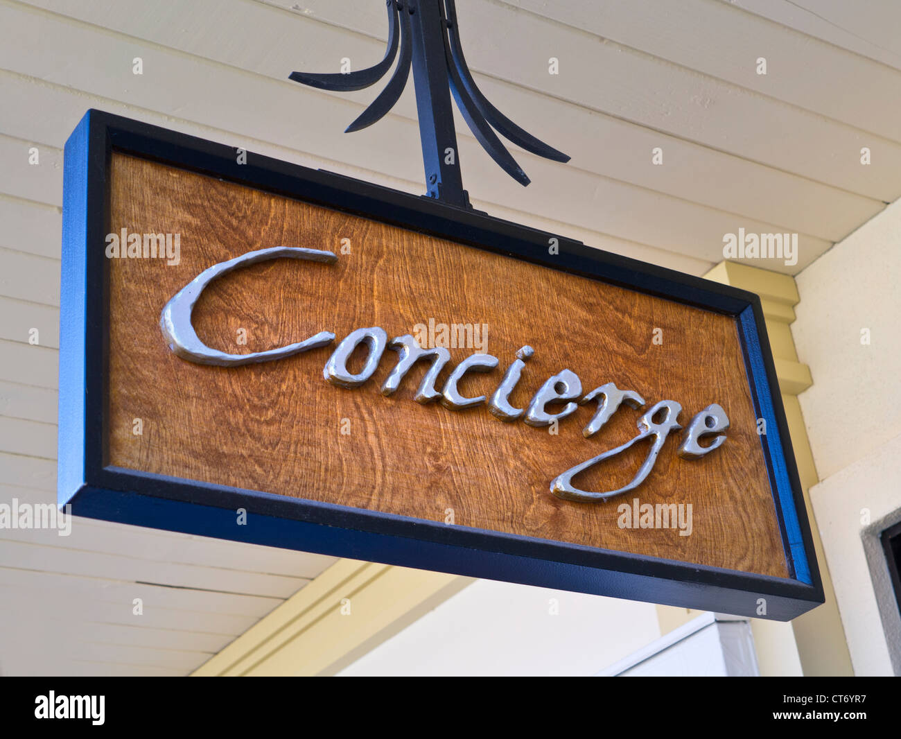 Sign on boardwalk for 'Concierge' services Stock Photo - Alamy