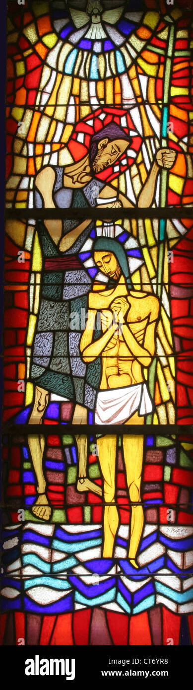 Baptism of the Lord, Stained glass Stock Photo - Alamy