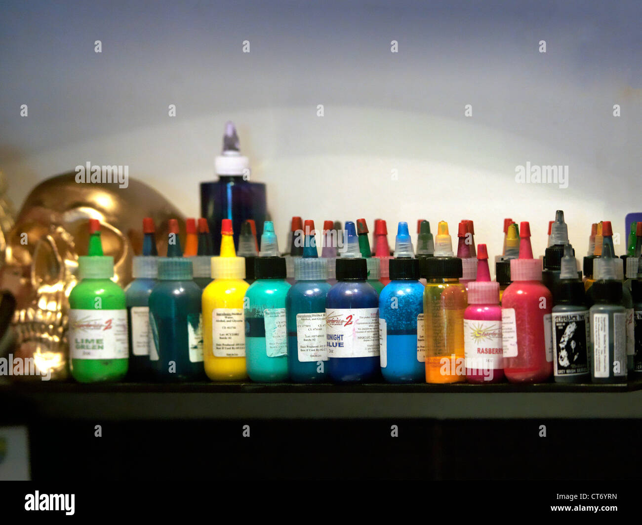 Indelible Inks Used For Tattoos In Tattoo Parlour Surrey England Stock ...