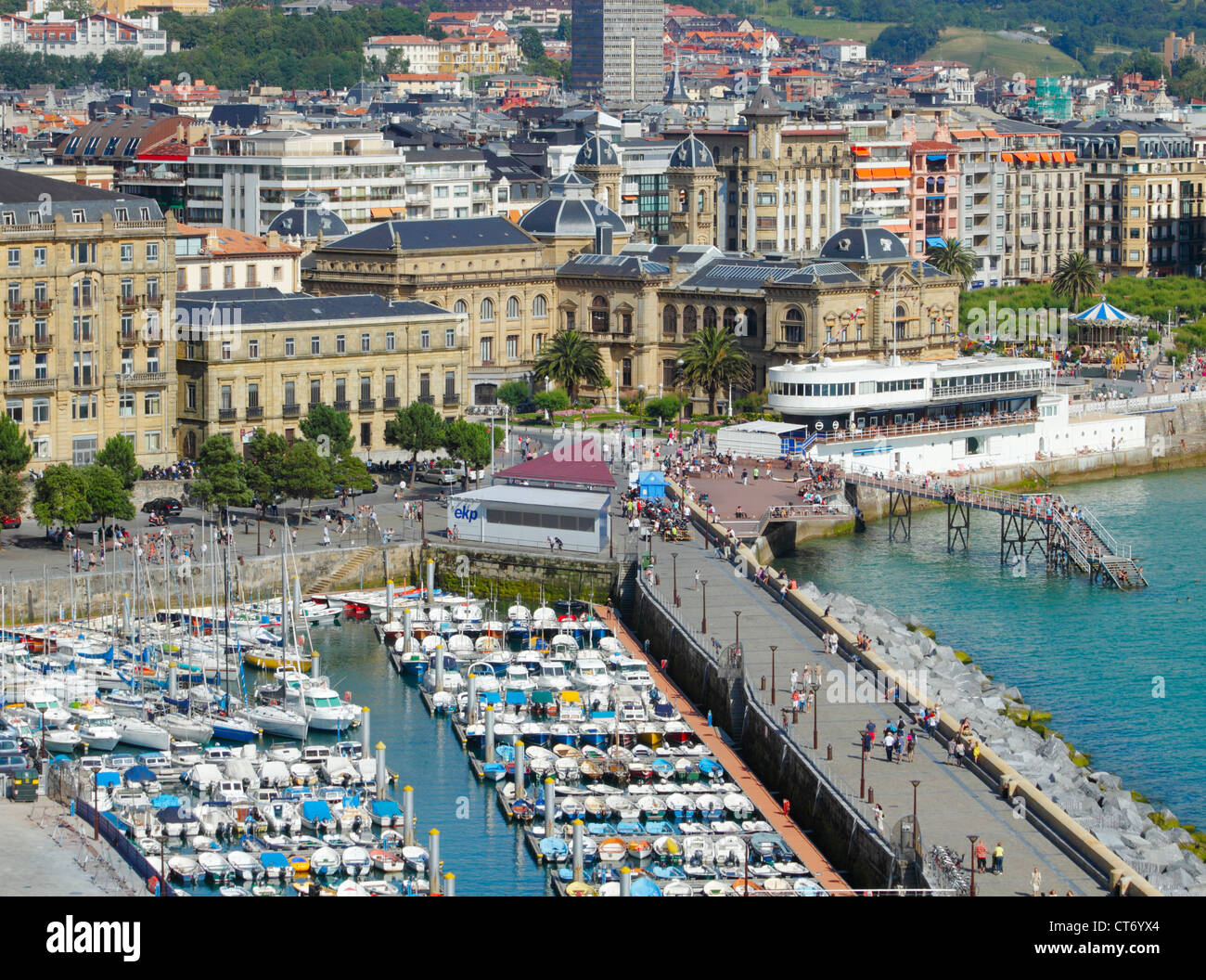 View over San Sebastian marina and town. Basque country, Spain Stock ...
