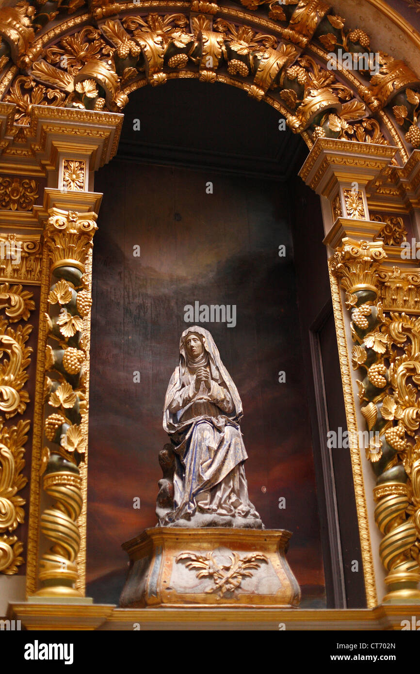 Sculpture of the Weeping Madonna, in Saint Peter church. Ponta Delgada ...