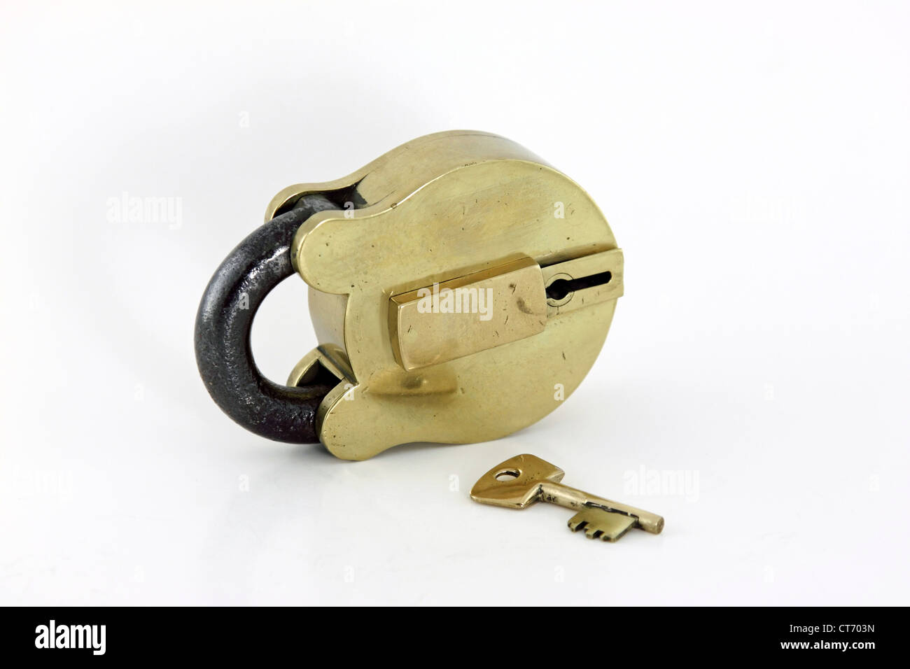 Antique brass padlock on white background Stock Photo - Alamy