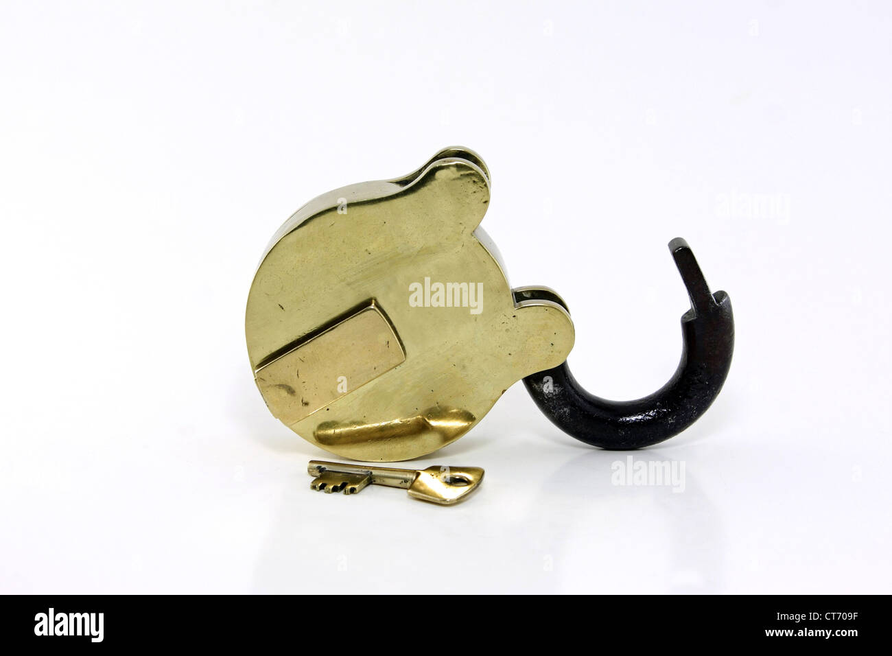 Antique brass padlock on white background Stock Photo - Alamy