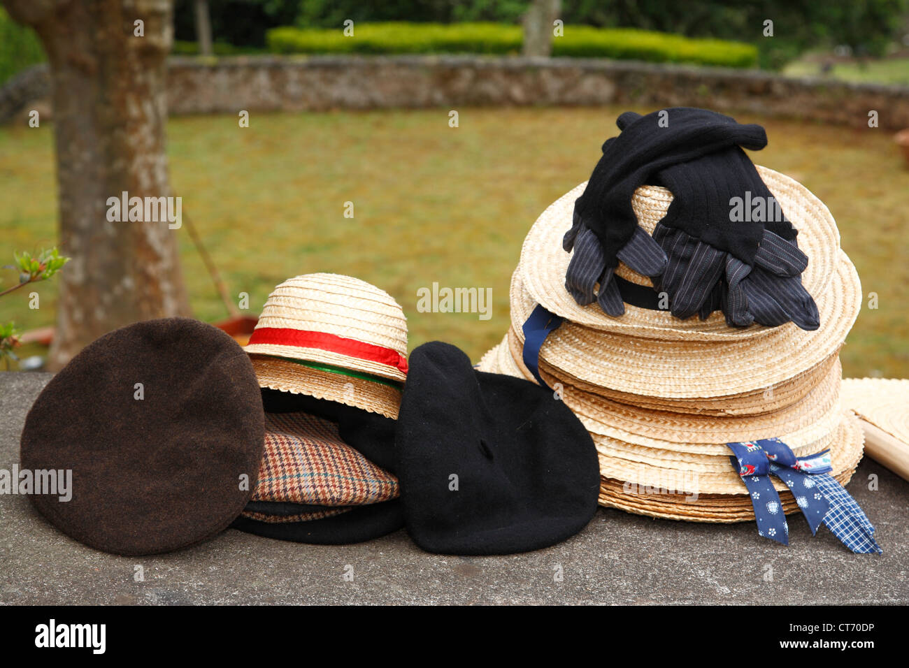 Straw hats and berets. Azores islands, Portugal Stock Photo - Alamy