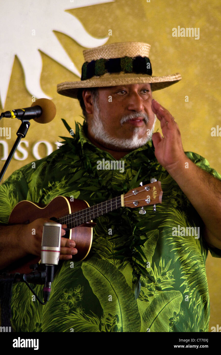 Tuahine Troupe musician from University of Hawaii, performs at the 2012 ...