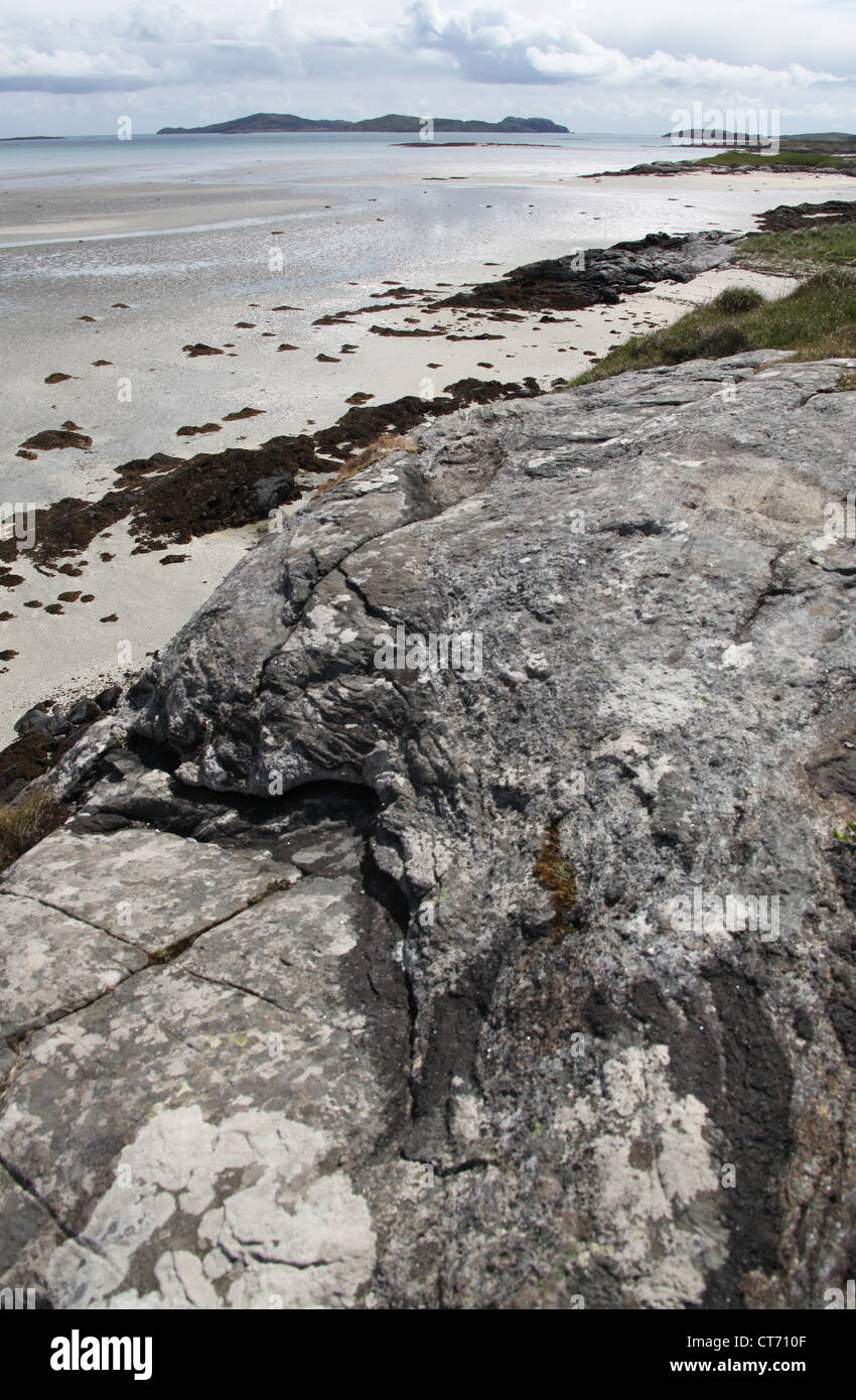 Isle of Barra, Scotland. Picturesque view of the beach at Tràigh Mhòr ...