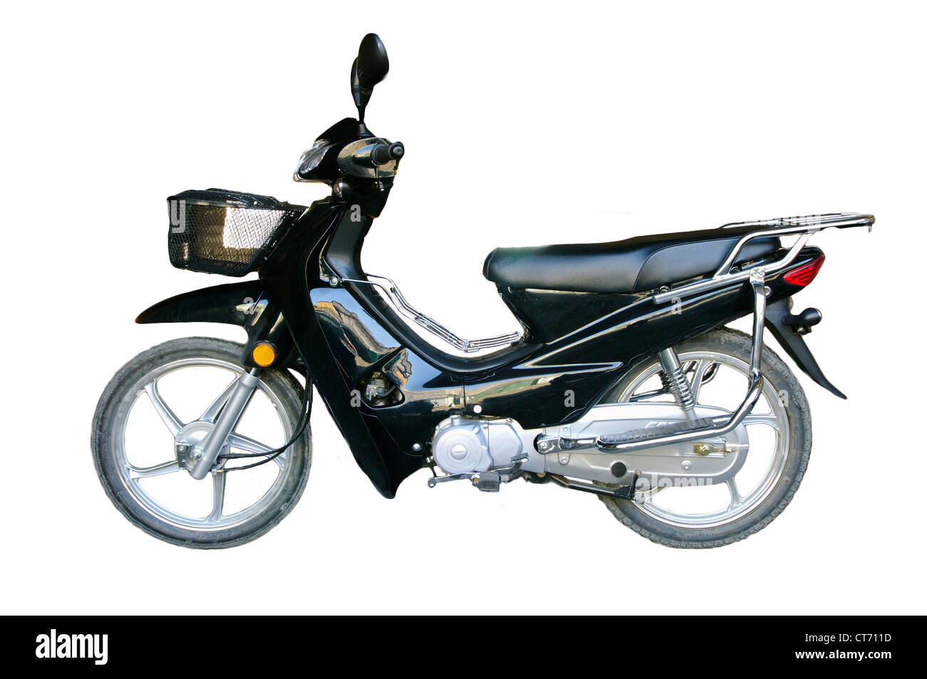 black new scooter isolated on white background Stock Photo - Alamy