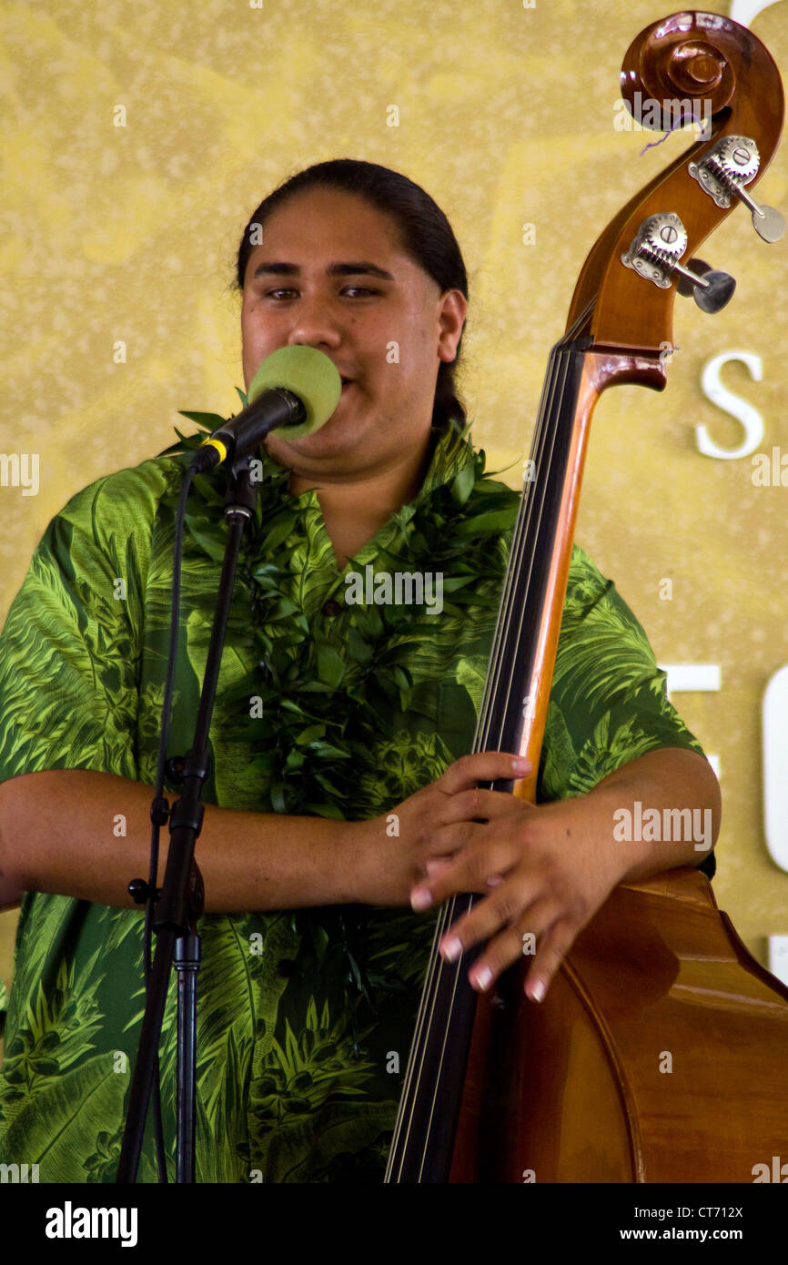 Tuahine Troupe musician from University of Hawaii, performs at the 2012 ...
