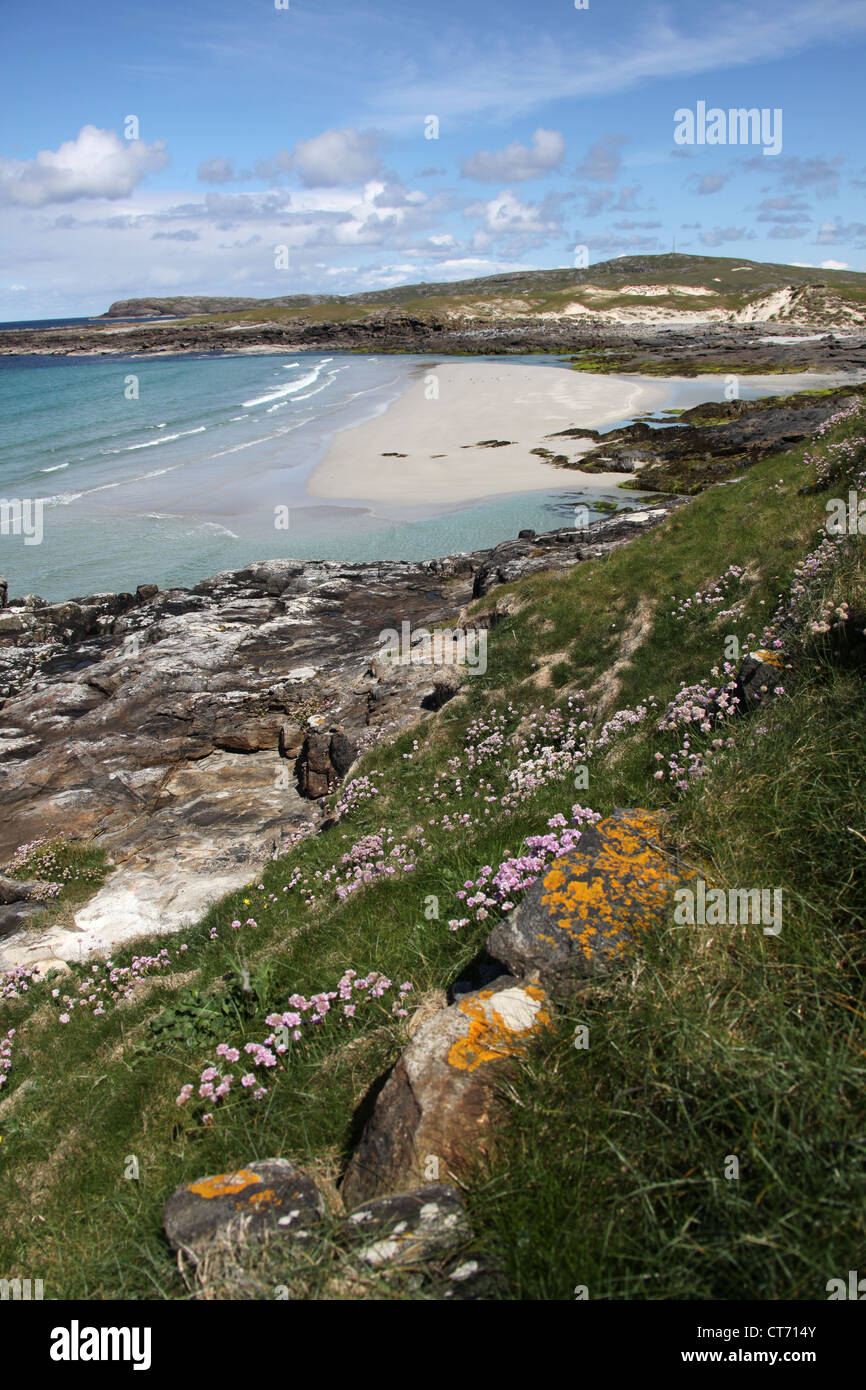 Isle of Barra, Scotland. Picturesque view of a beach on the west coast ...