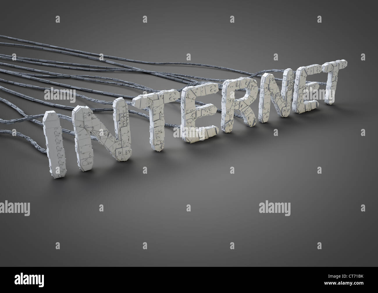 futuristic render of the word internet connected with cables Stock ...