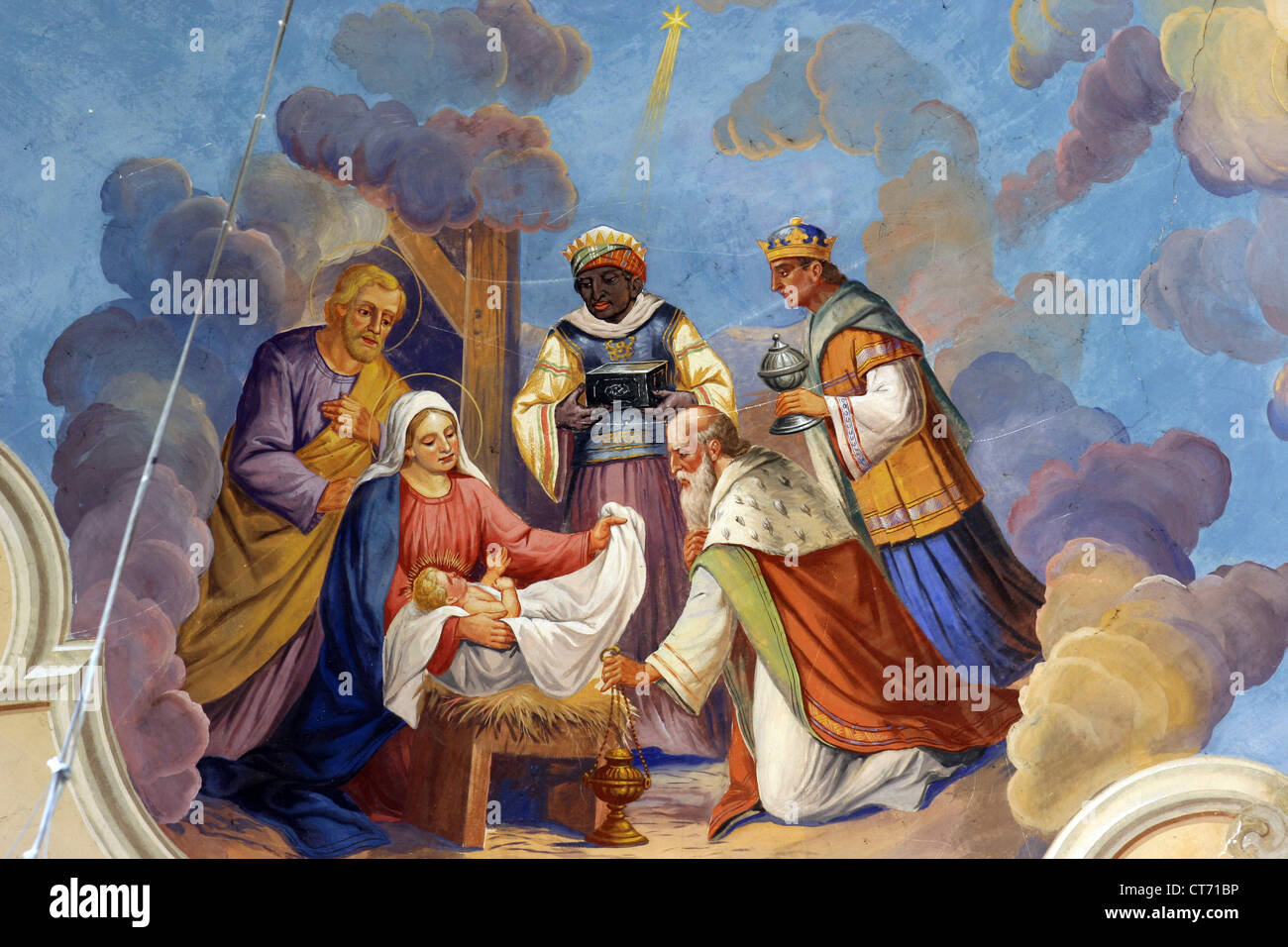 Nativity Scene, Adoration of the Magi Stock Photo - Alamy