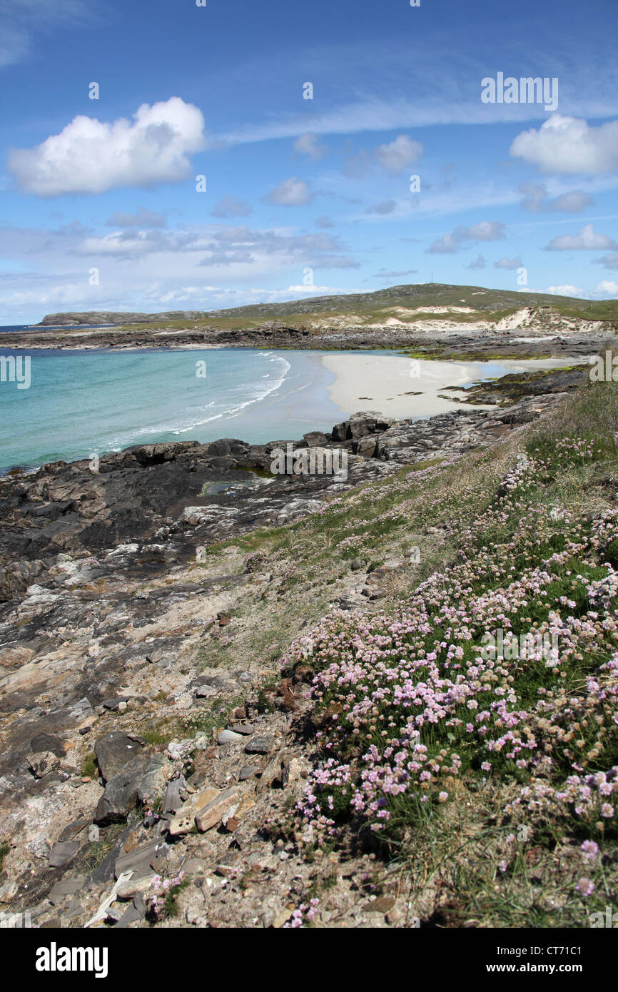 Isle of Barra, Scotland. Picturesque view of a beach on the west coast ...