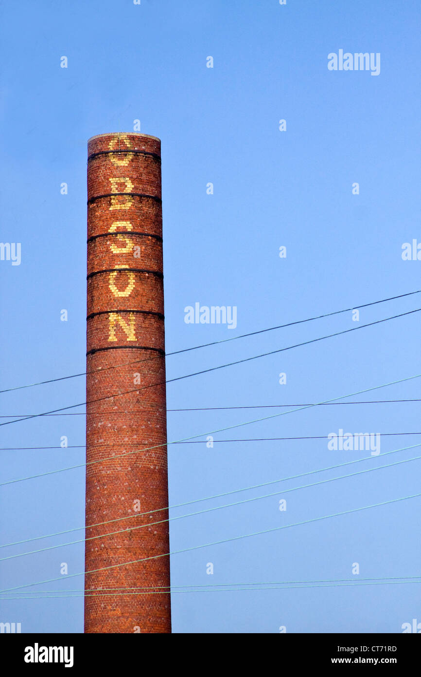 An abandoned brick Obson smoke stack in Philadelphia, Pennsylvania ...