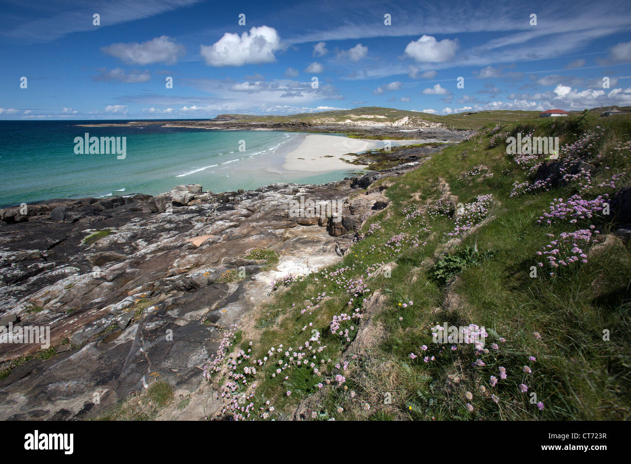 Isle of Barra, Scotland. Picturesque view of a beach on the west coast ...