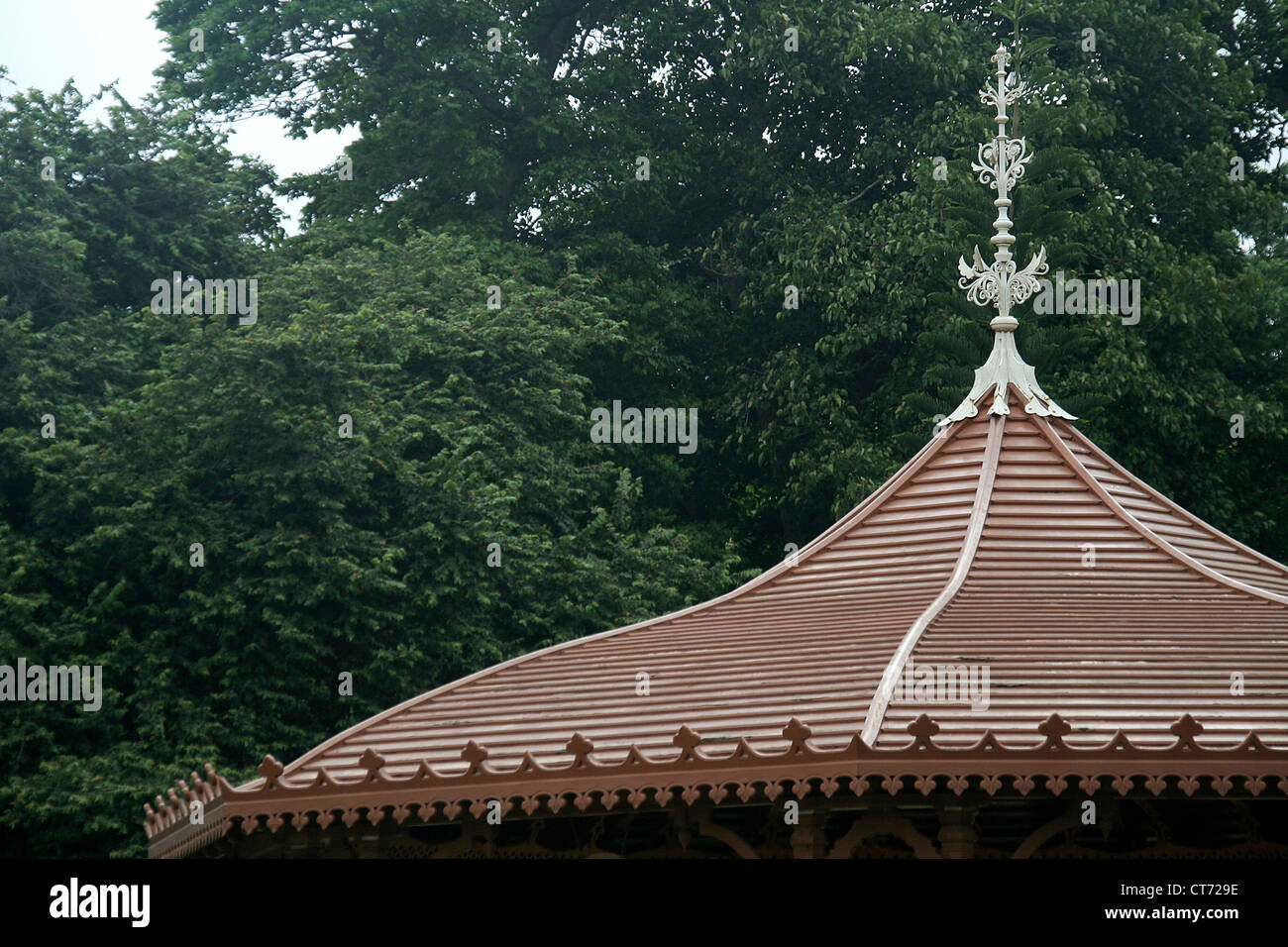 Attractive and ornamental design of roof top of the band stand in a ...