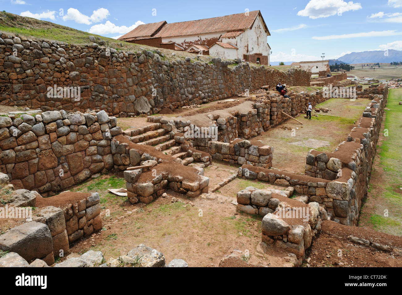 A spanish church built on top of Inca foundations, Chinchero, Peru ...