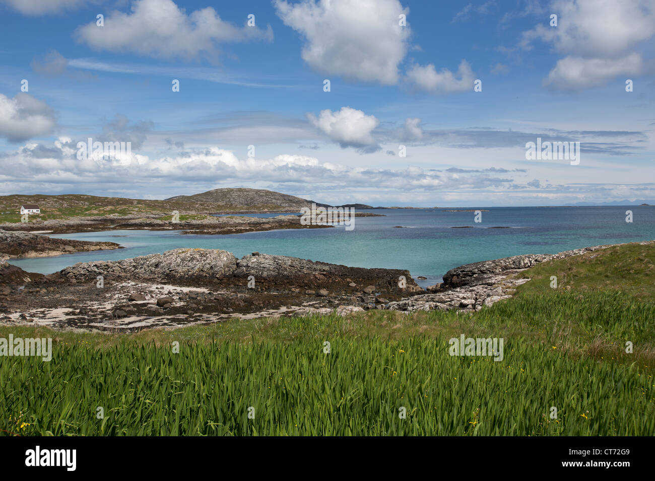 Isle of Barra, Scotland. Picturesque view of the east coast of Barra at ...