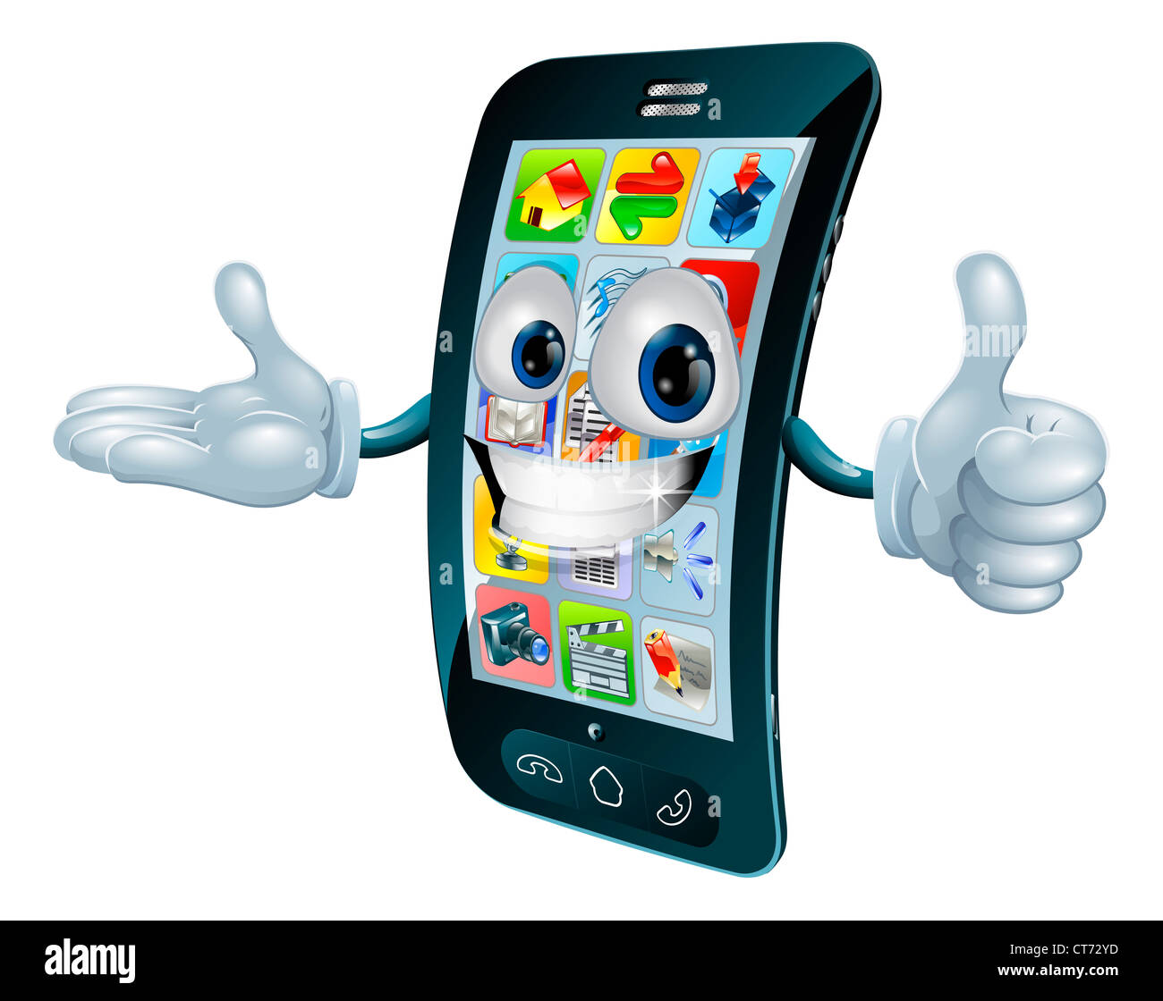 Cell phone man character giving a thumbs up Stock Photo - Alamy