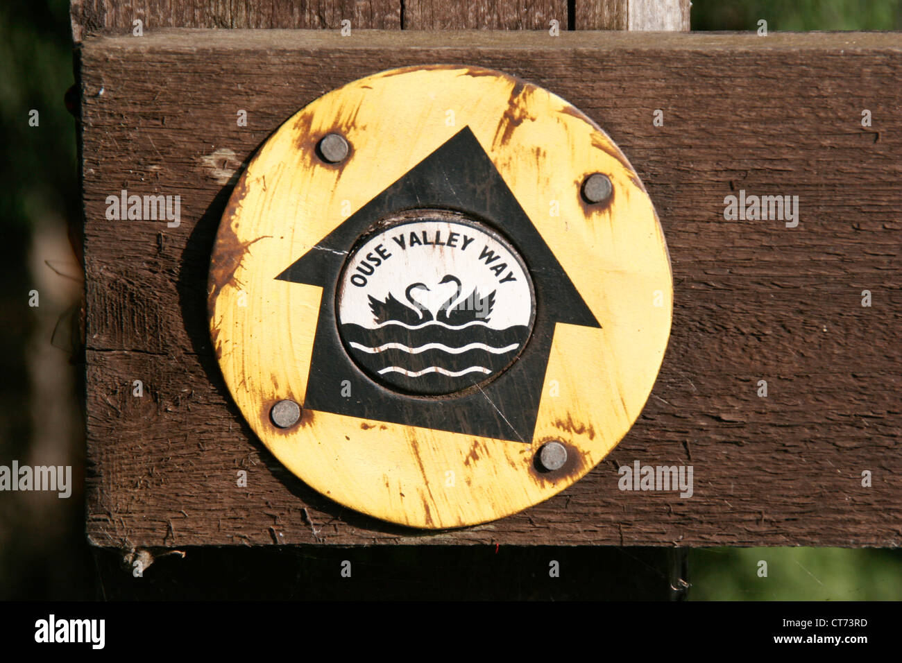 Ouse Valley Way waymark Earith Cambridgeshire England UK Stock Photo ...