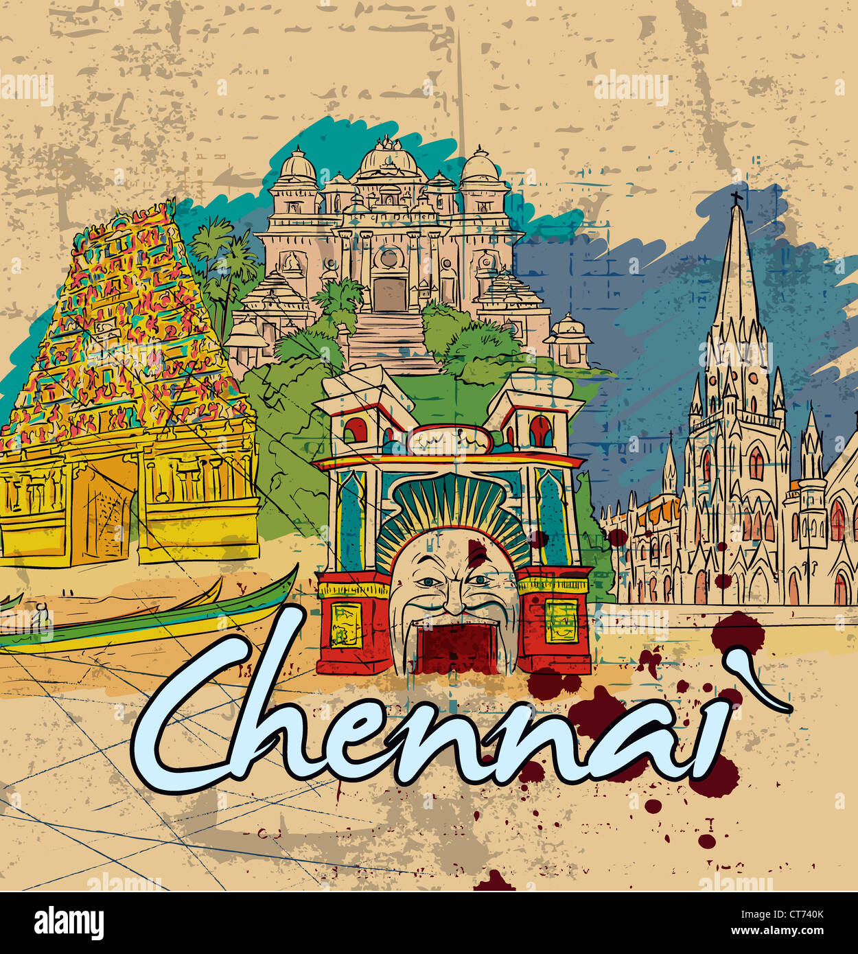 chennai doodles vector illustration Stock Photo - Alamy