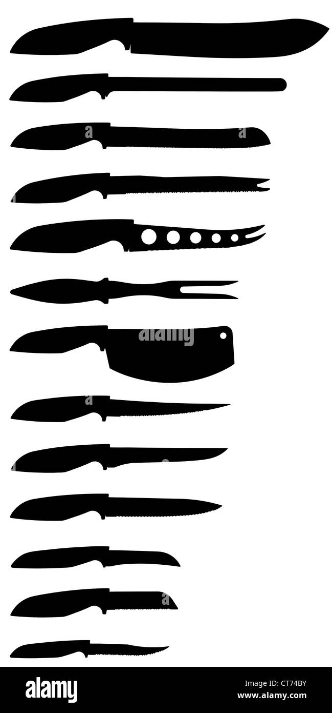 Backlit image of a range of kitchen knives Stock Photo - Alamy