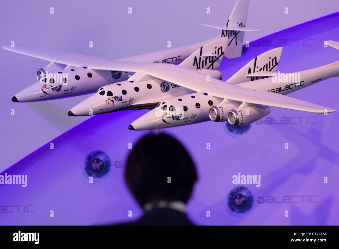 Scale model of Virgin Galactic's WhiteKnightTwo space vehicle with ...