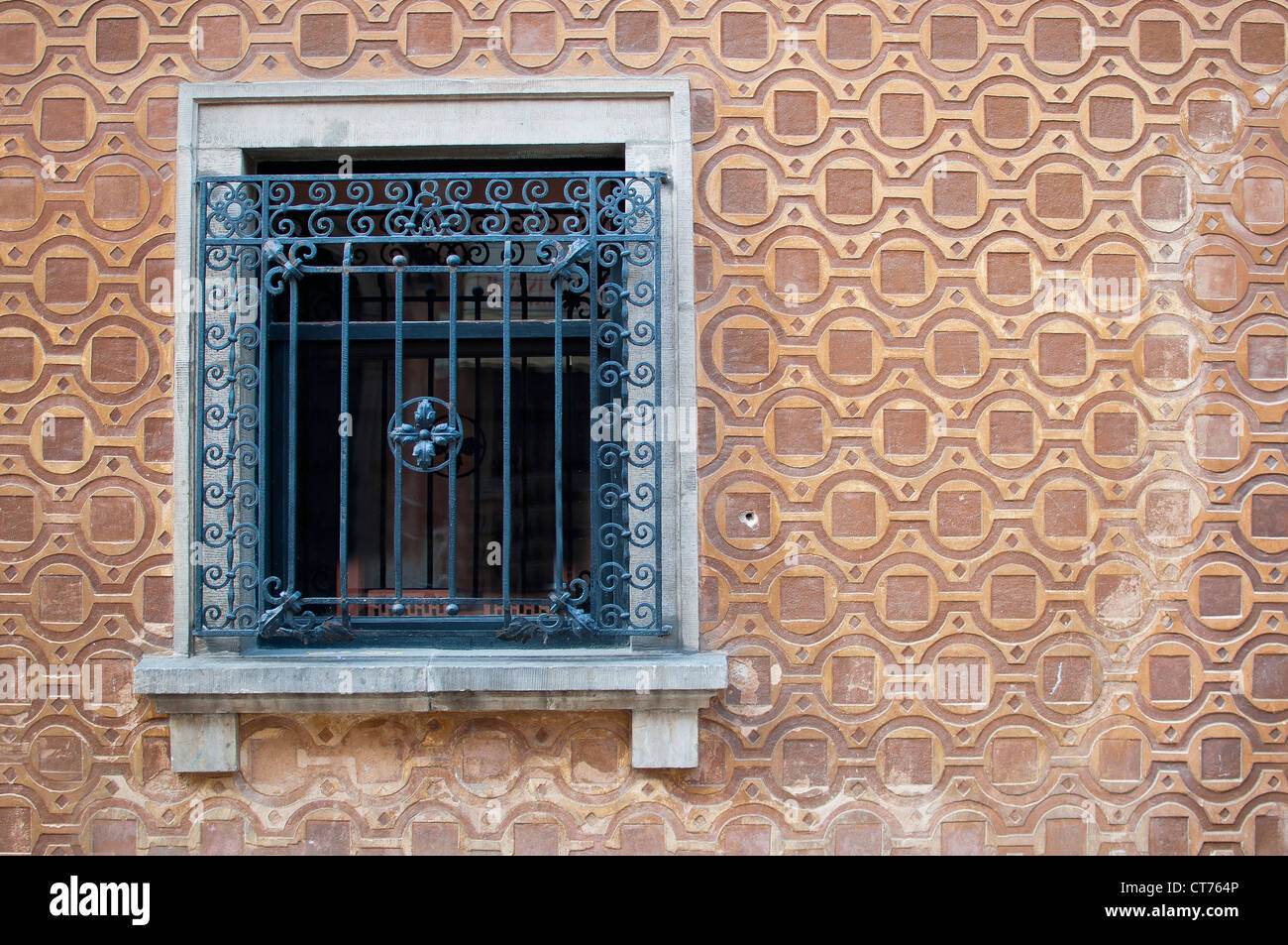 House window with a decorative protective grating Stock Photo - Alamy