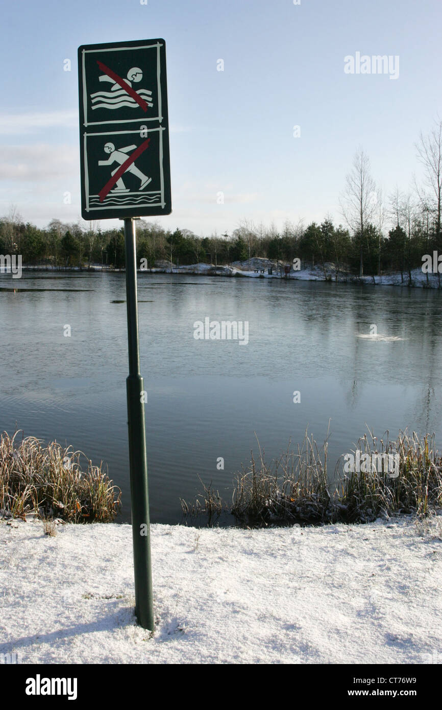 Lower Saxony, prohibition signs on a lake Stock Photo - Alamy