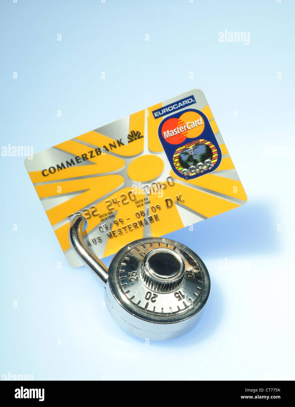 A secured credit card with a padlock Stock Photo - Alamy