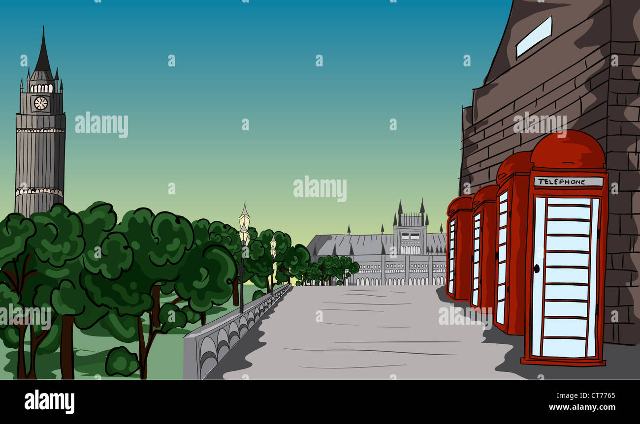 cartoon background with city vector illustration Stock Photo - Alamy