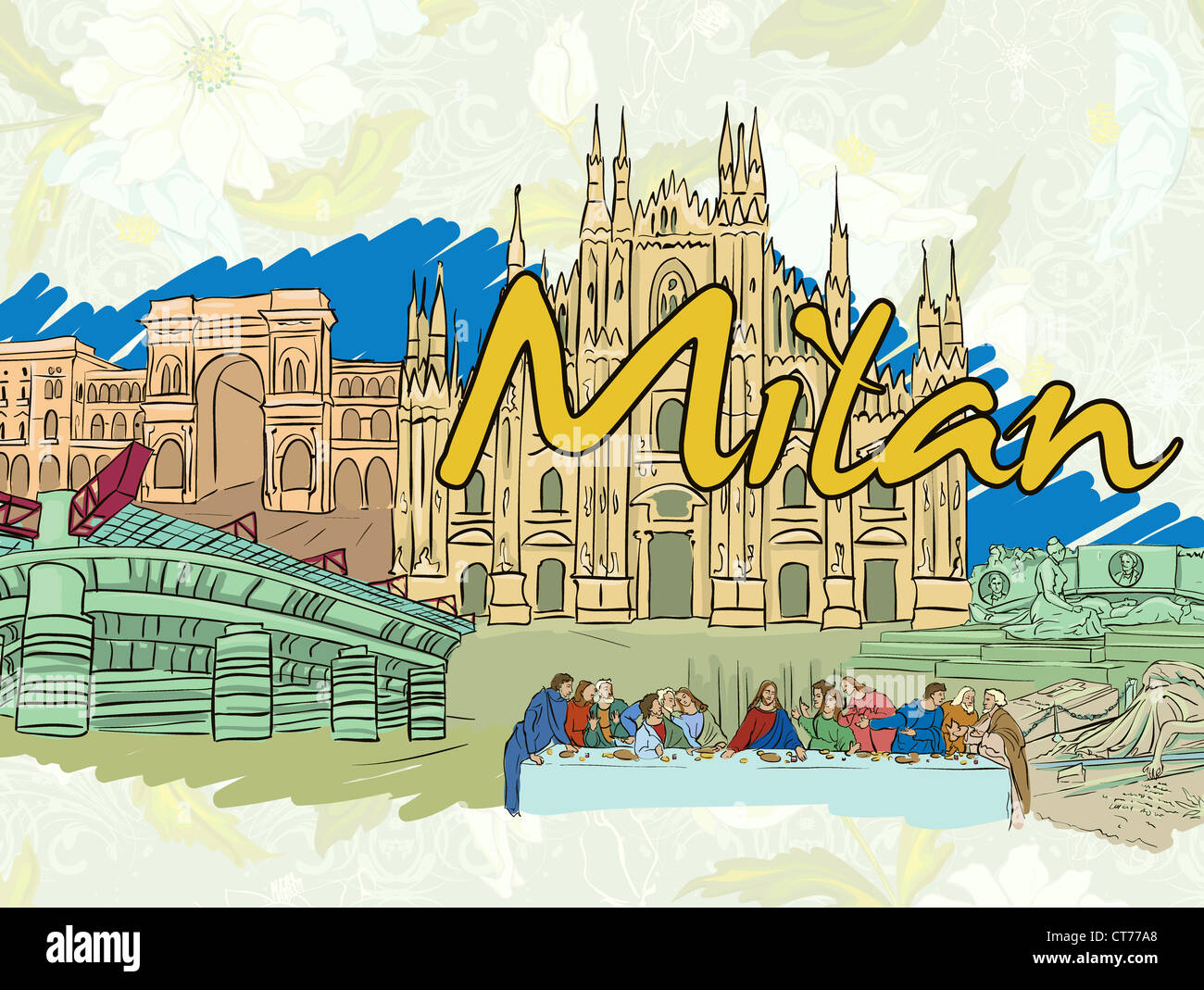 milan doodles vector illustration Stock Photo - Alamy