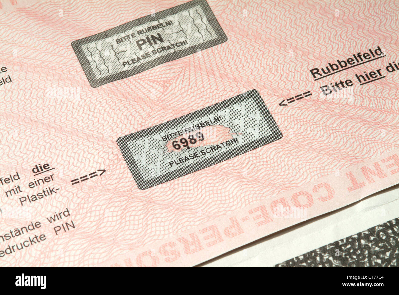 An envelope with PIN numbers Stock Photo - Alamy