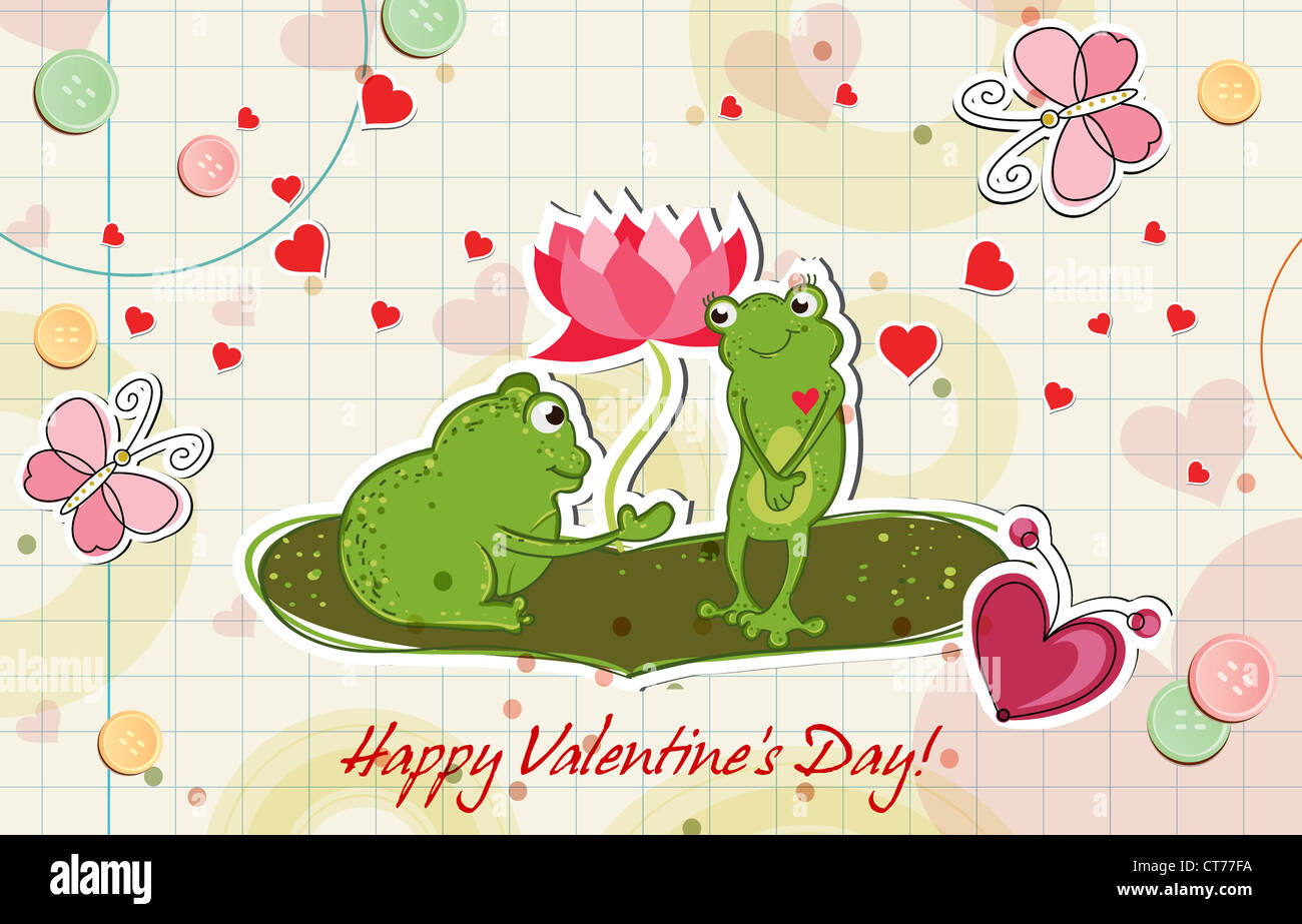 frogs in love vector illustration Stock Photo - Alamy