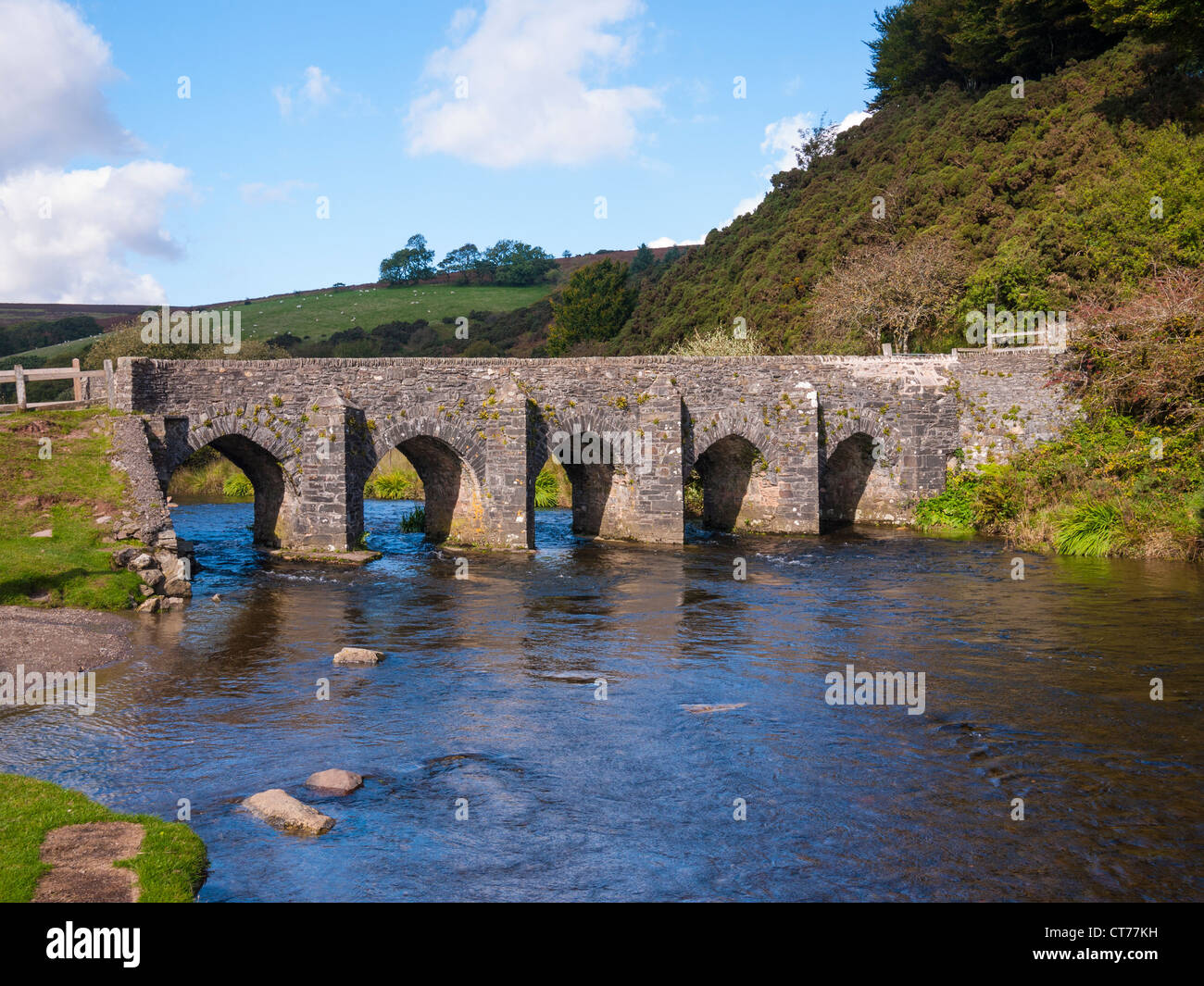 Landacre Bridge over the River Barle near Withypool, in Exmoor National ...