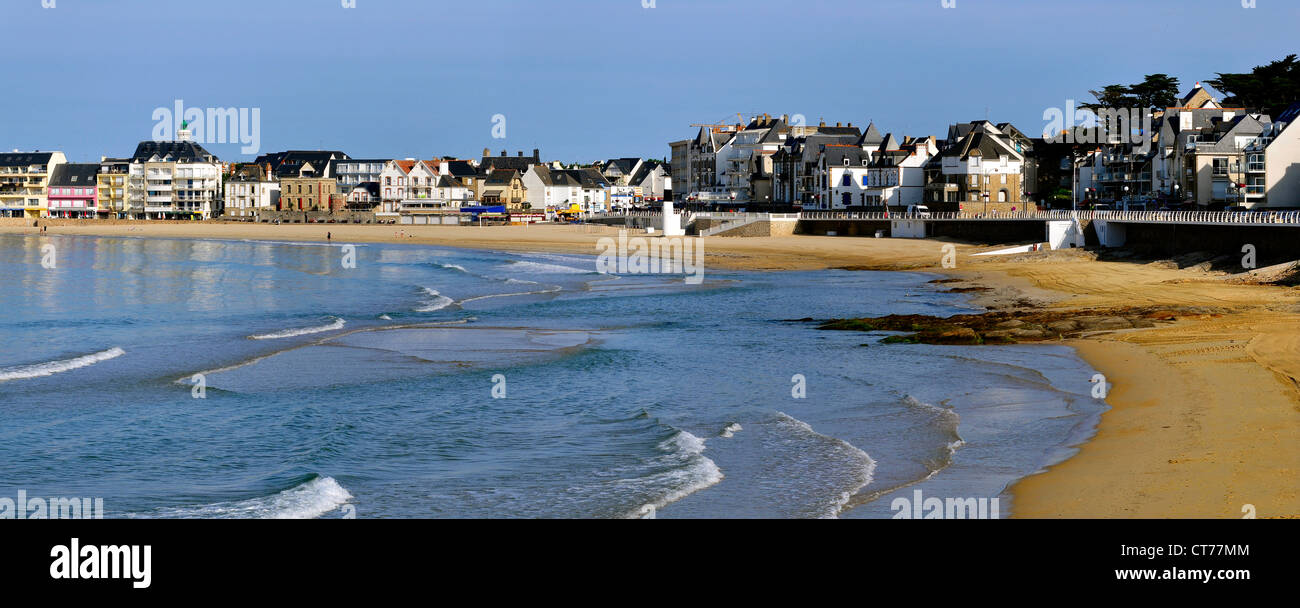 Panoramic photo of sea , beach and town of Quiberon in the Morbihan ...