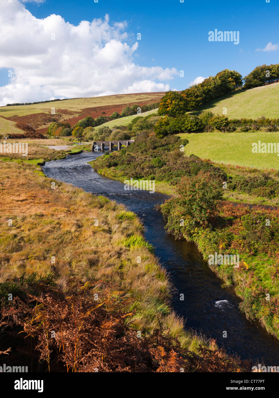 Landacre Bridge over the River Barle at Withypool Common in Exmoor ...