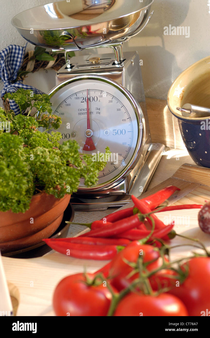 Food Scale and vegetables Stock Photo - Alamy