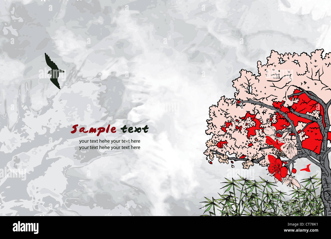 vector japanese background with cherry tree Stock Photo - Alamy