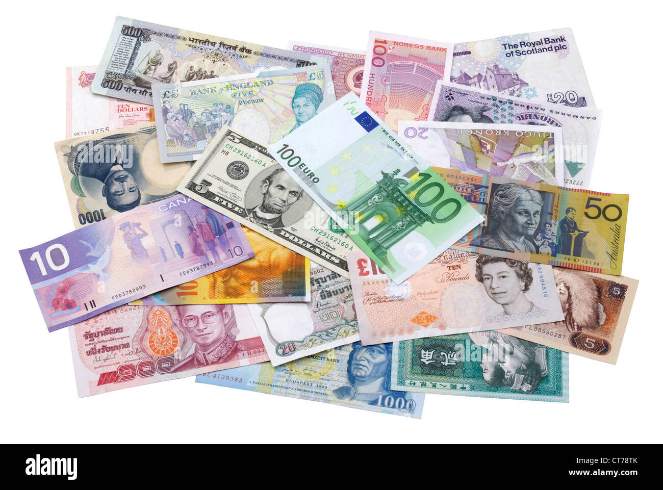 Banknotes of various currencies Stock Photo - Alamy