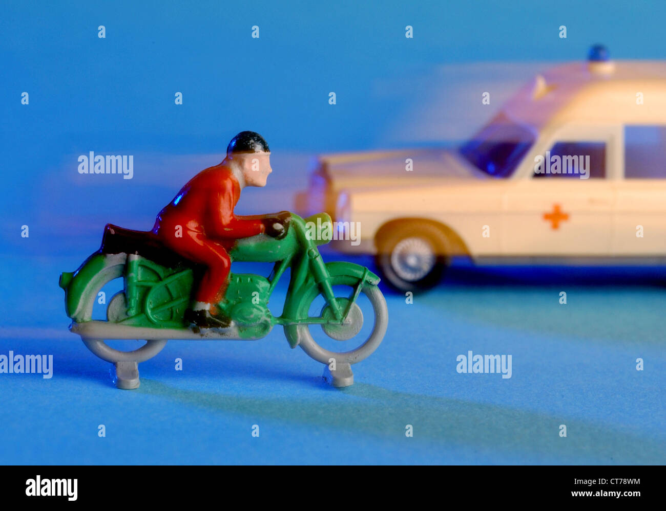 Wiking model cars, ambulances and motorcyclists Stock Photo - Alamy