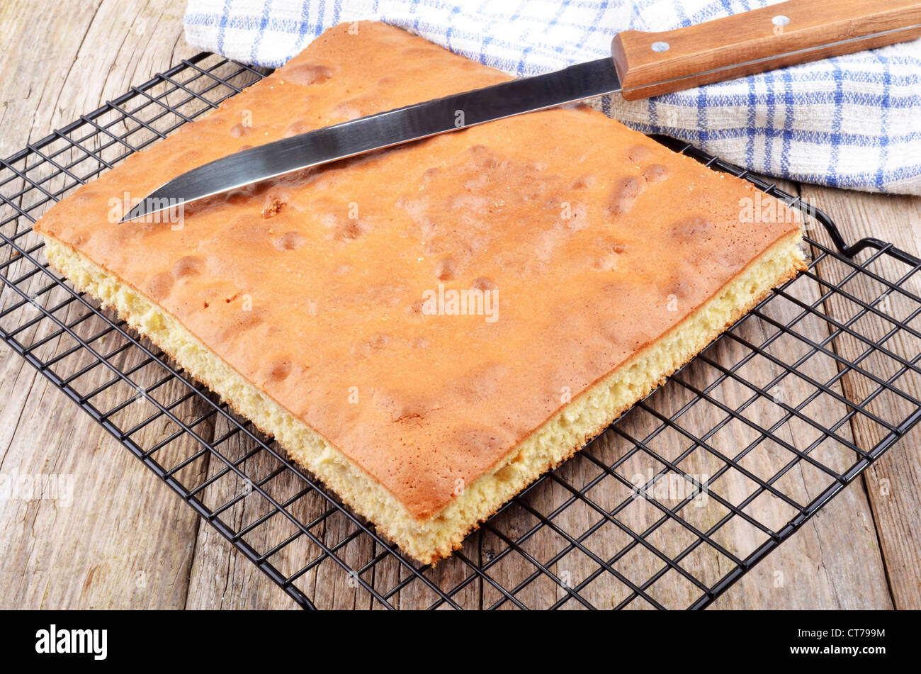 freshly baked tray cake on a baking tray Stock Photo - Alamy
