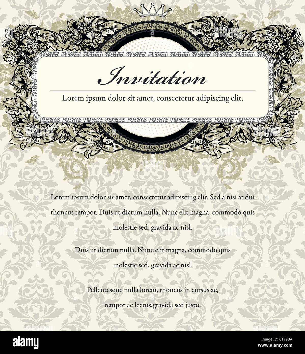 vector vintage invitation with floral Stock Photo - Alamy