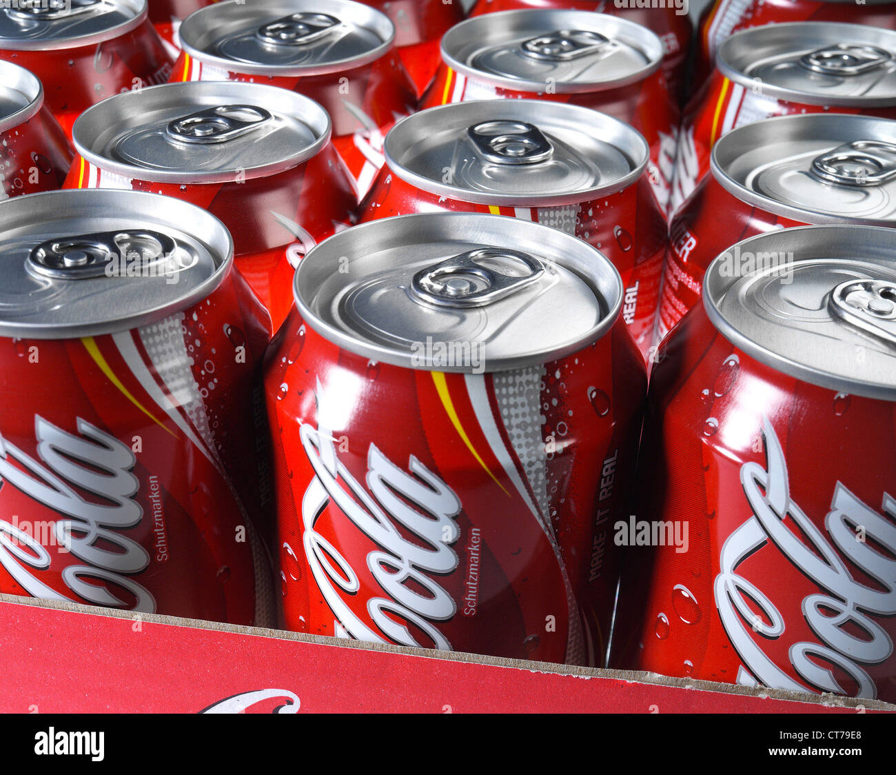 Range with Coca Cola cans Stock Photo - Alamy