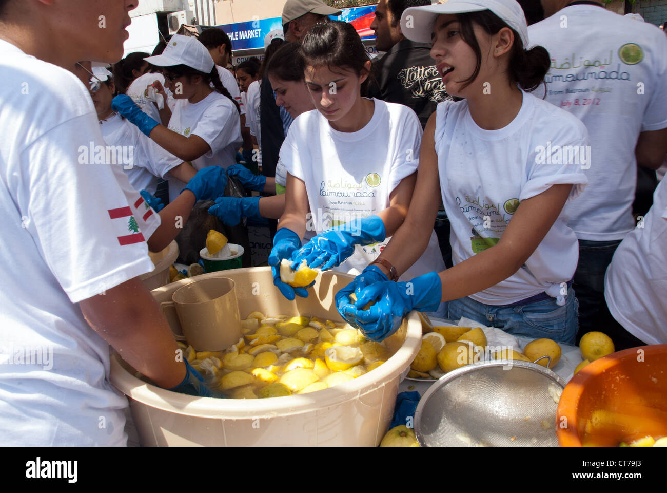 participants in world's biggest glass of lemonade Batroun north Beirut ...