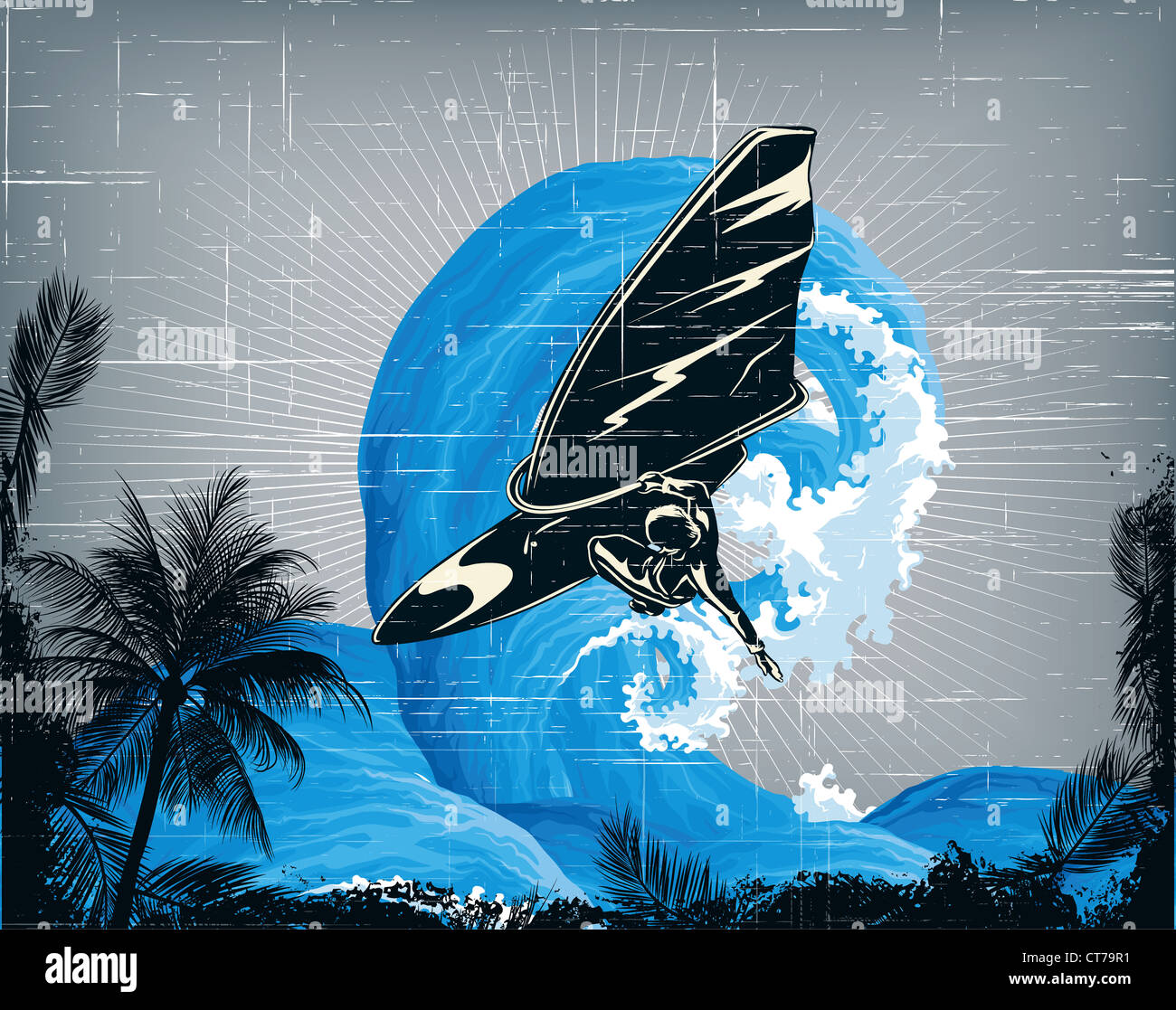 vector summer background with wind surfer Stock Photo - Alamy