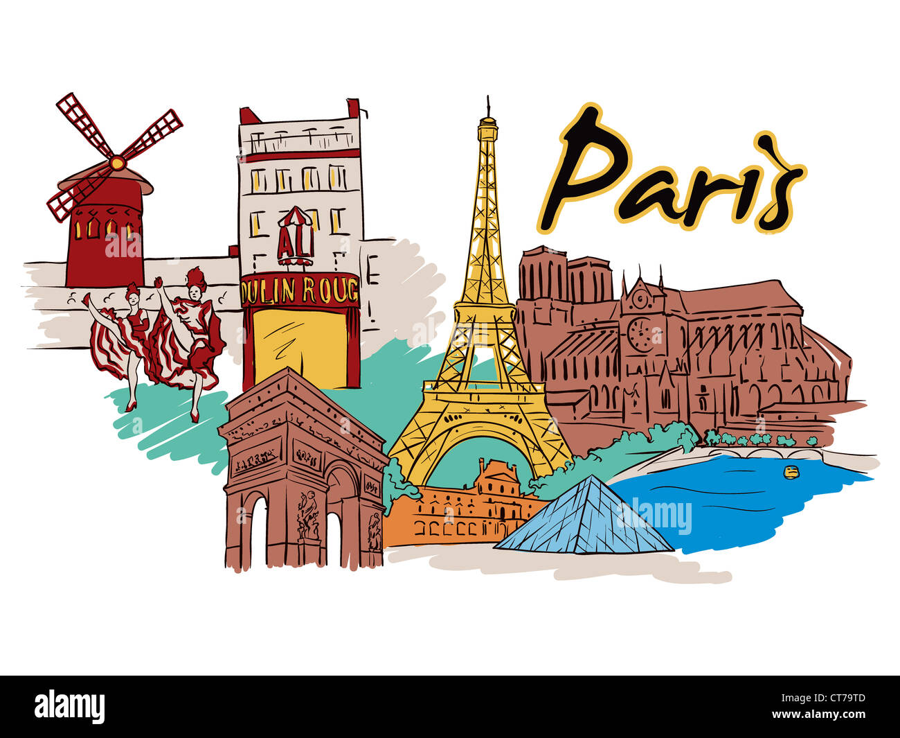 paris doodles vector illustration Stock Photo - Alamy