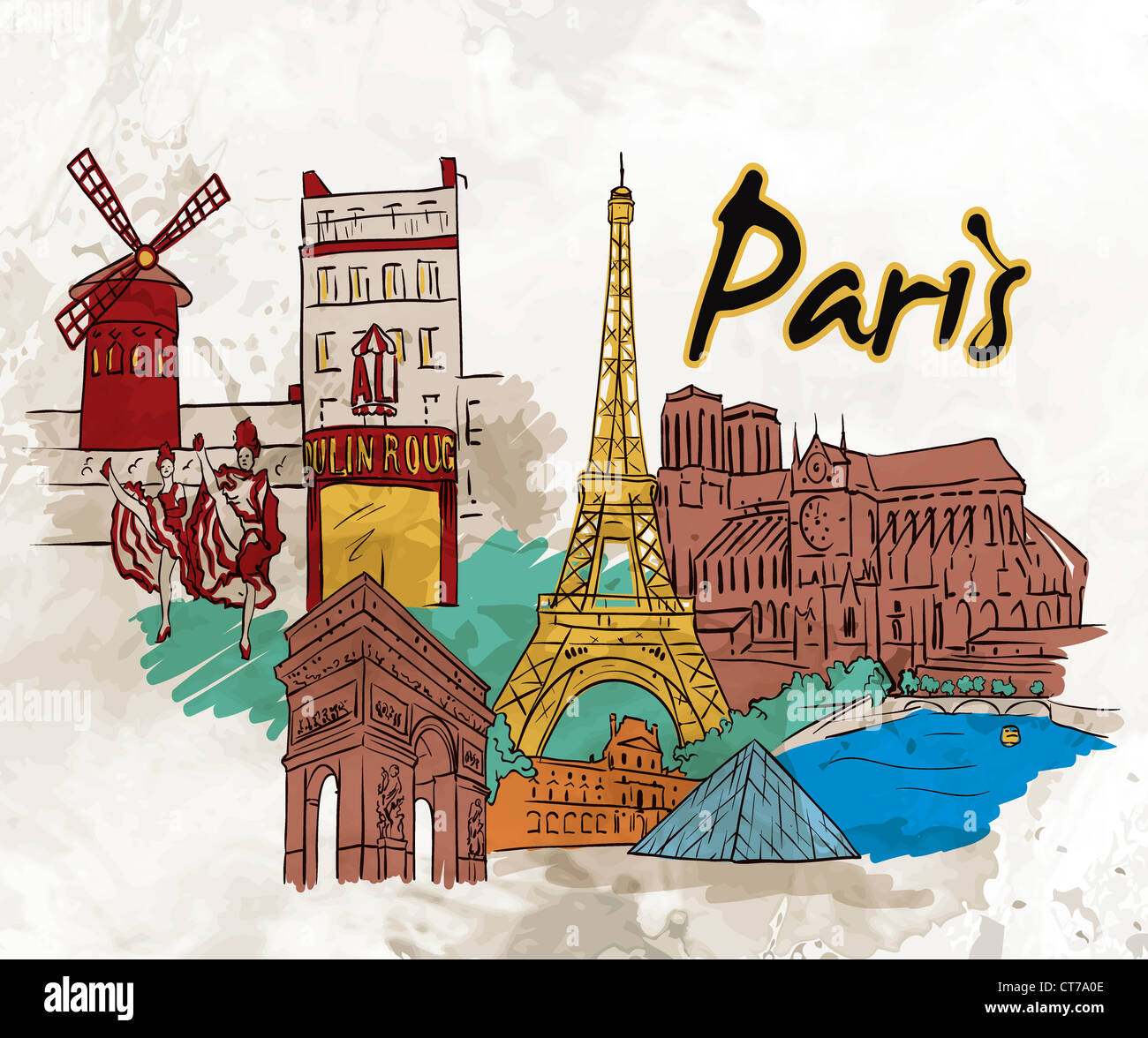 paris doodles vector illustration Stock Photo - Alamy